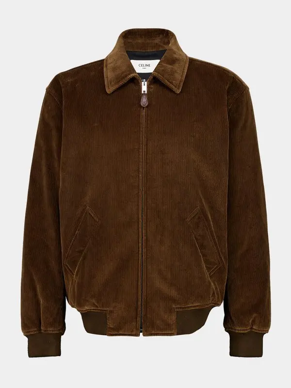 Celine Zipped Corduroy Bomber Jacket - Brown