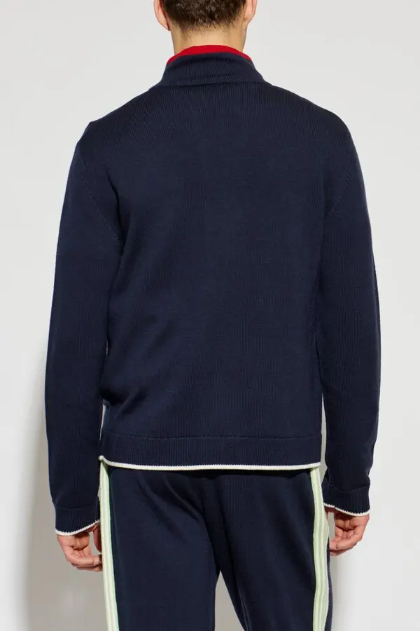Casablanca Wool Zip-up Cardigan With Monogram Detail
