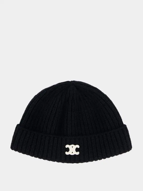 Celine Triomphe Cashmere Beanie - Black