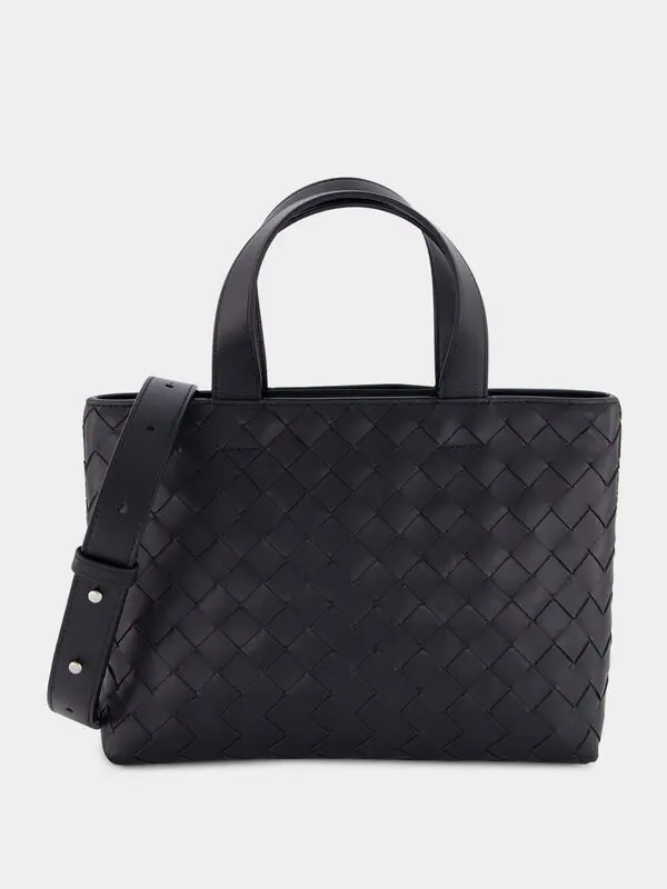 Bottega Veneta Mini Intrecciato Zipped Tote - Black