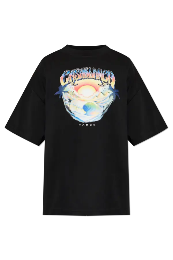 Casablanca T-shirt With Colorful Print - Black