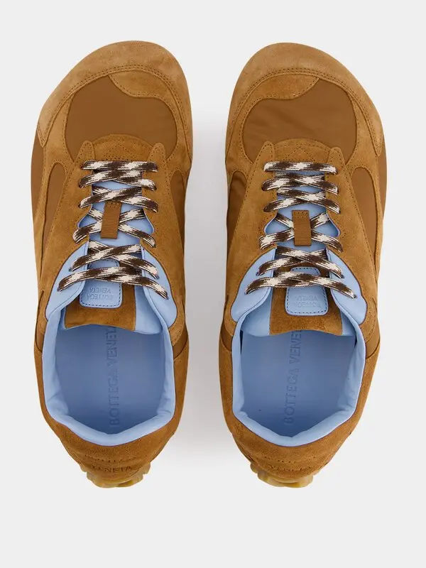 Bottega Veneta Orbit Flash Suede And Nylon Sneakers - Brown
