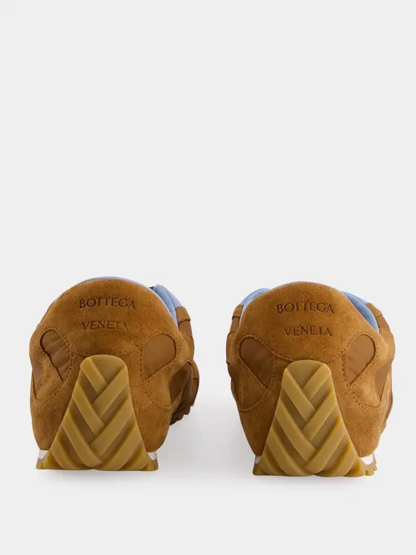 Bottega Veneta Orbit Flash Suede And Nylon Sneakers - Brown