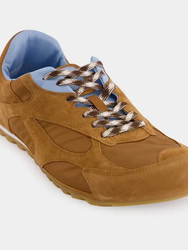 Bottega Veneta Orbit Flash Suede And Nylon Sneakers - Brown