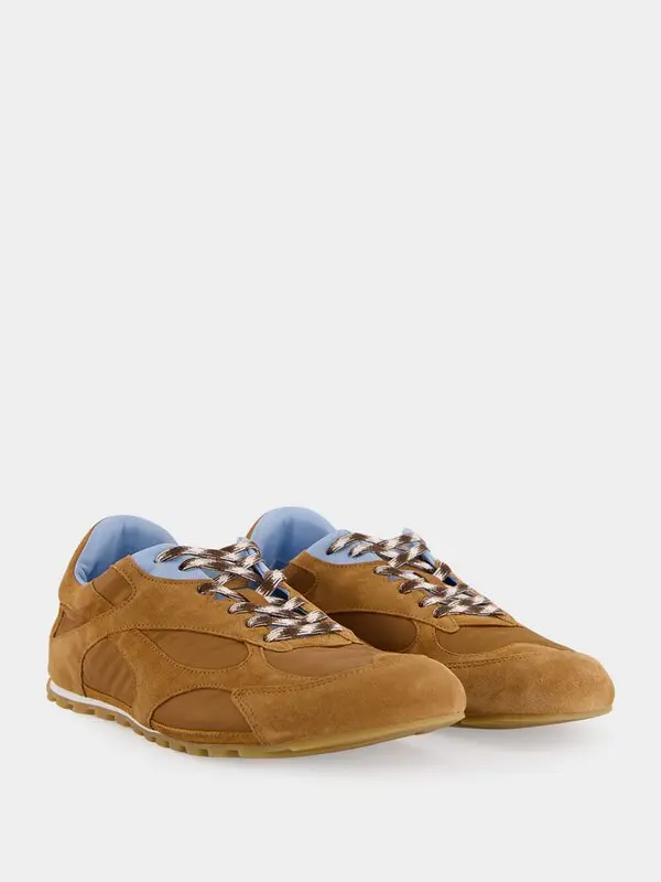 Bottega Veneta Orbit Flash Suede And Nylon Sneakers - Brown