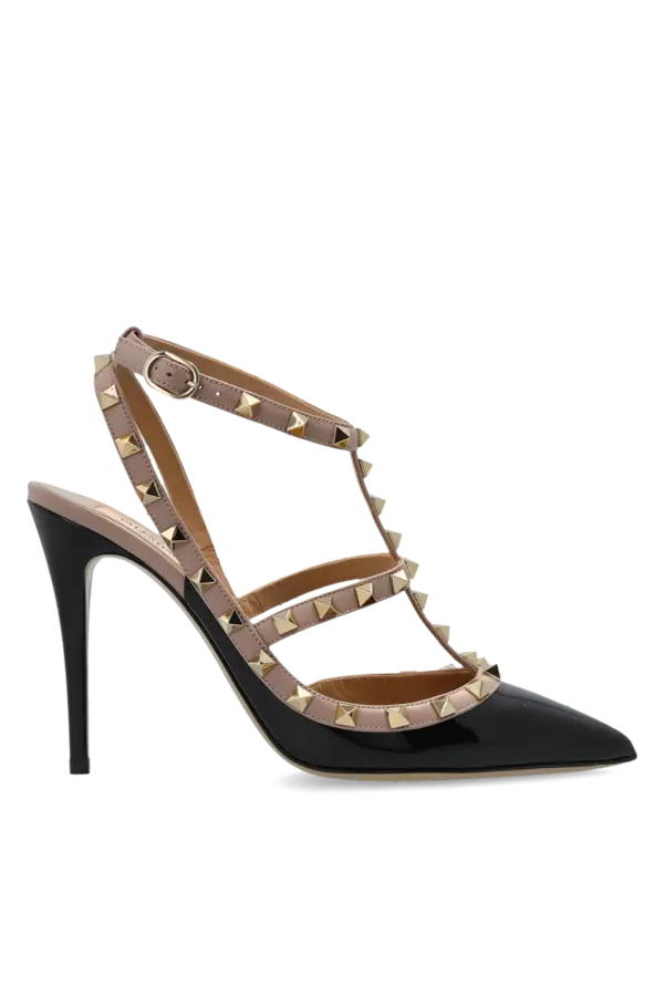 Valentino Garavani Leather Heeled Sandals With Studs - Black