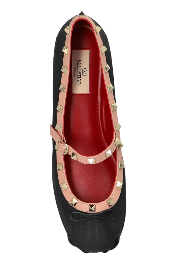 Valentino Garavani Ballet Flats With Studded Straps - Black