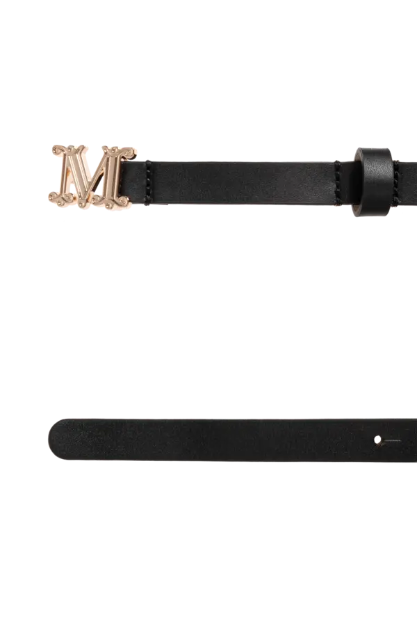 Max Mara Aziata" Leather Belt With Gold-tone "m" Buckle