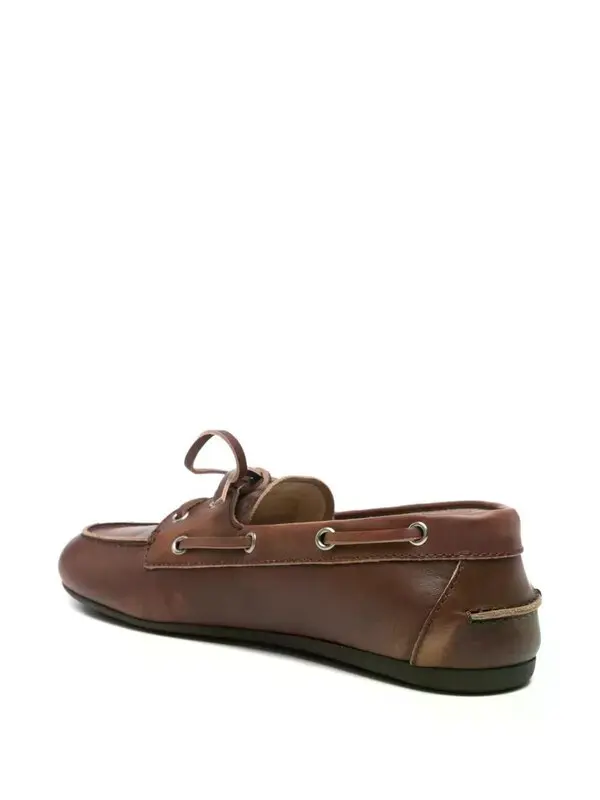 Miu Miu Leather Boat Shoes - Brown