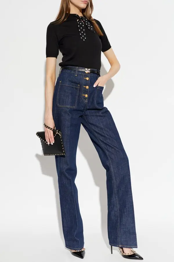 Valentino Garavani Wool And Viscose Knit Top With Decorative Bow