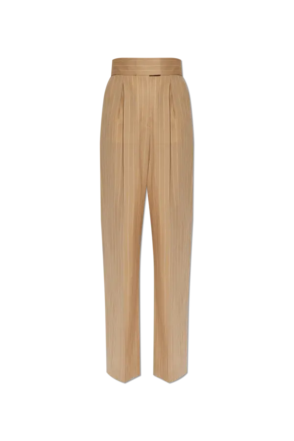 Valentino Garavani Wool Pinstriped Wide-leg Trousers - Beige
