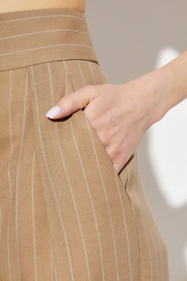 Valentino Garavani Wool Trousers With Pleats And Pinstripes