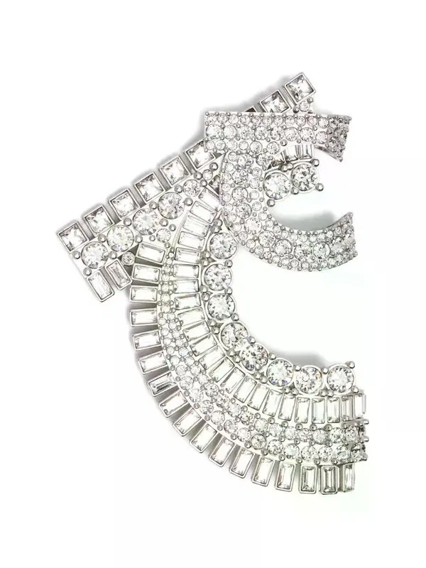 FERRAGAMO Crystal-embellished Gancini Motif Brooch - Silver