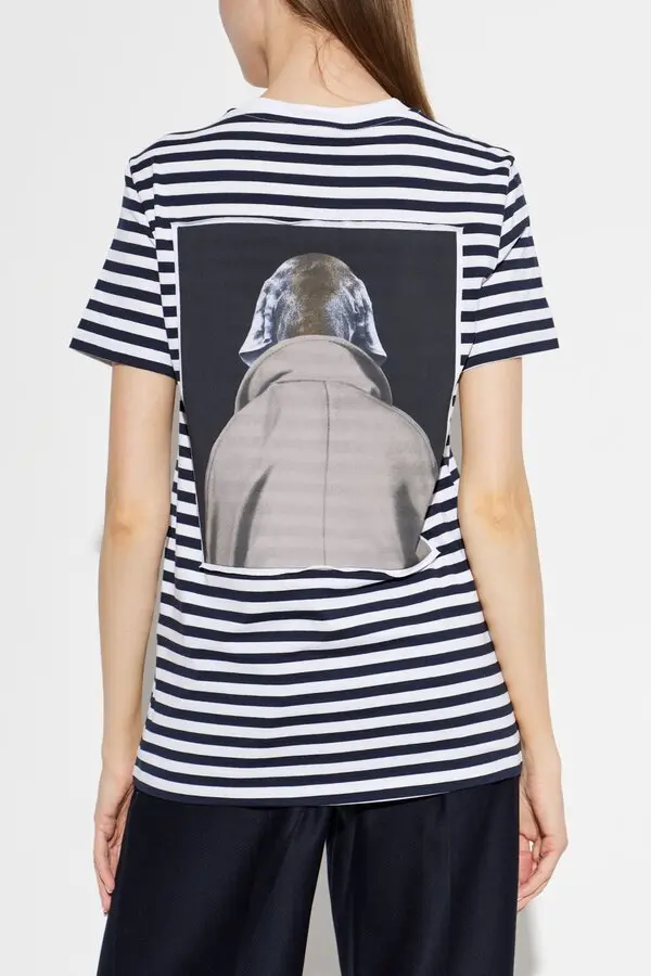 Max Mara Zelante' Striped T-shirt With Setter Dog Graphic