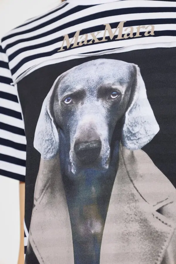 Max Mara Zelante' Striped T-shirt With Setter Dog Graphic