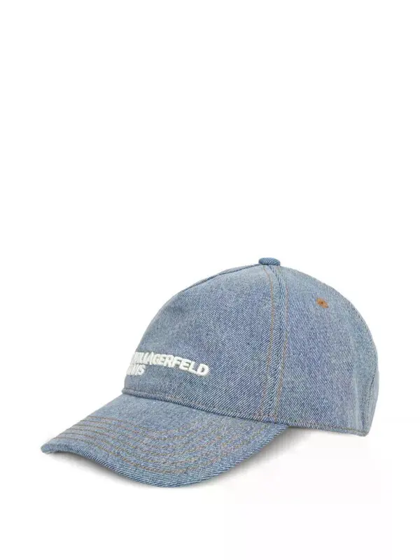 Karl Lagerfeld Embroidered Logo Denim Cap - Blue