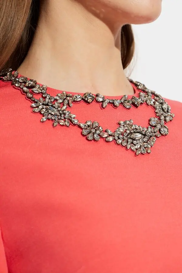 Valentino Garavani Embellished Neckline Mini Dress - Pink
