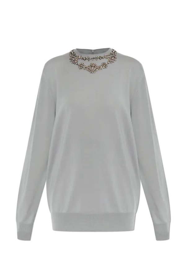 Valentino Garavani Embellished Crew Neck Sweater - Grey