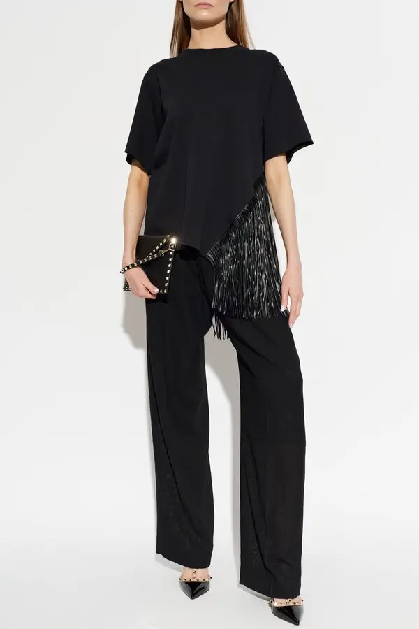 Sportmax Sponda' T-shirt With Asymmetrical Fringe Detail