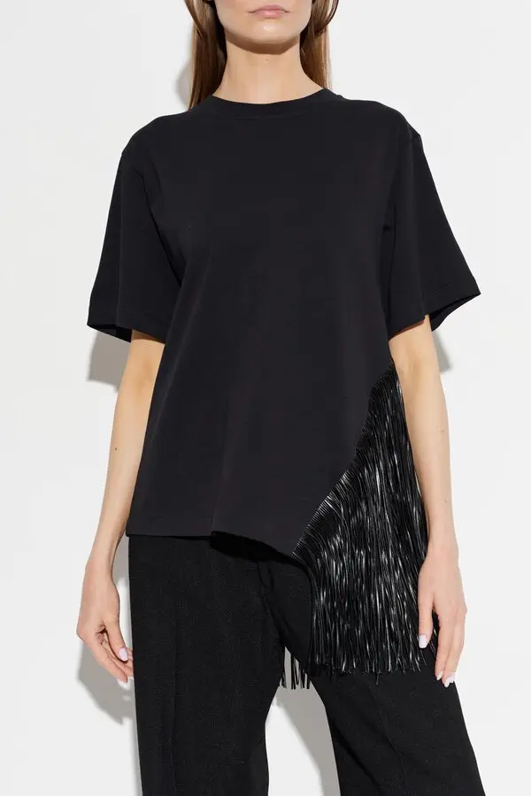 Sportmax Sponda' T-shirt With Asymmetrical Fringe Detail