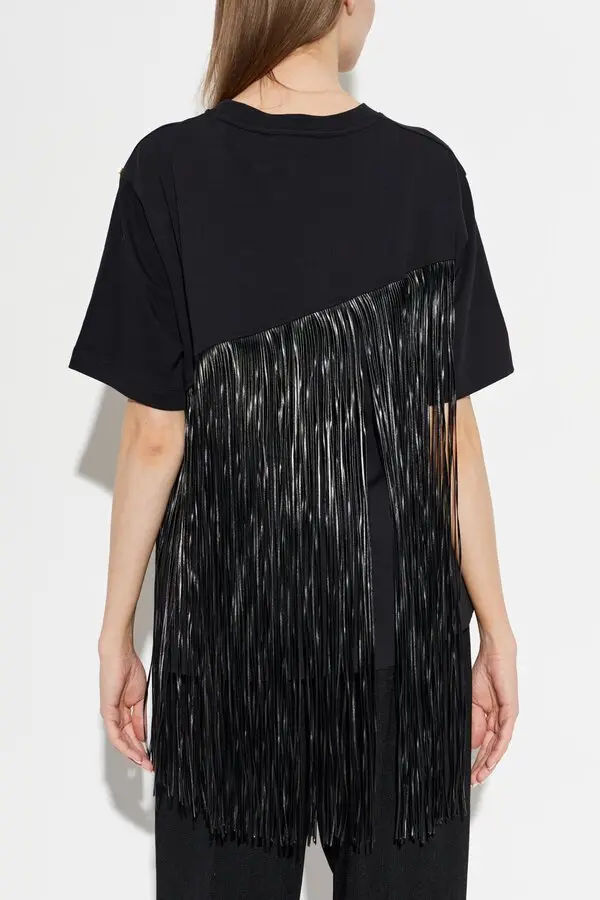 Sportmax Sponda' T-shirt With Asymmetrical Fringe Detail