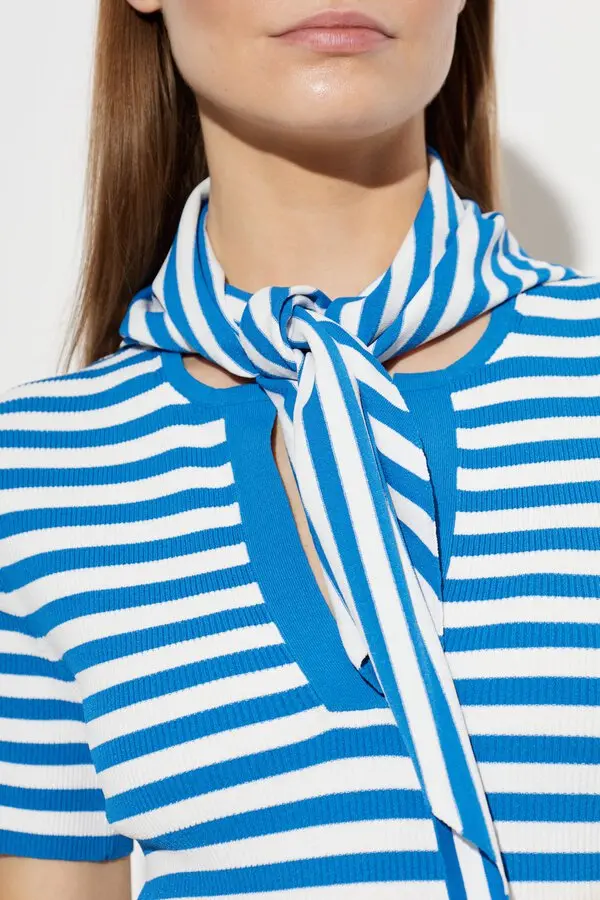Max Mara Palmeti' Striped Knit T-shirt With Tie Detail