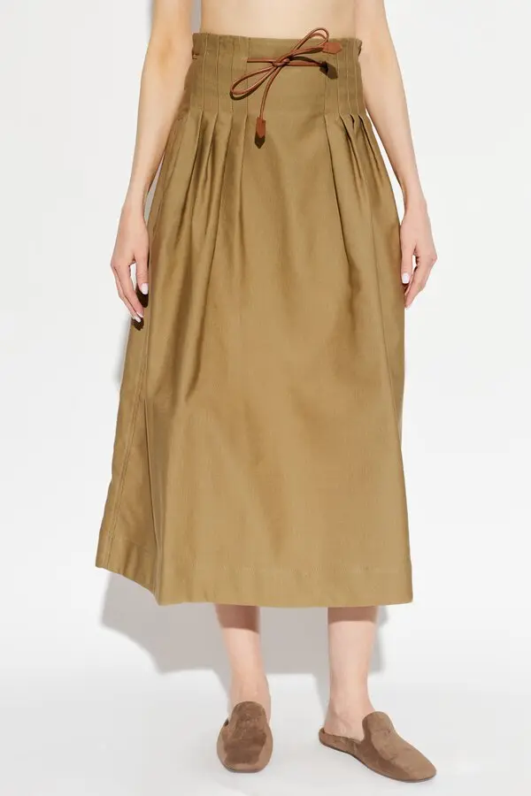 Max Mara Tempio' Midi Skirt With Leather Drawstring