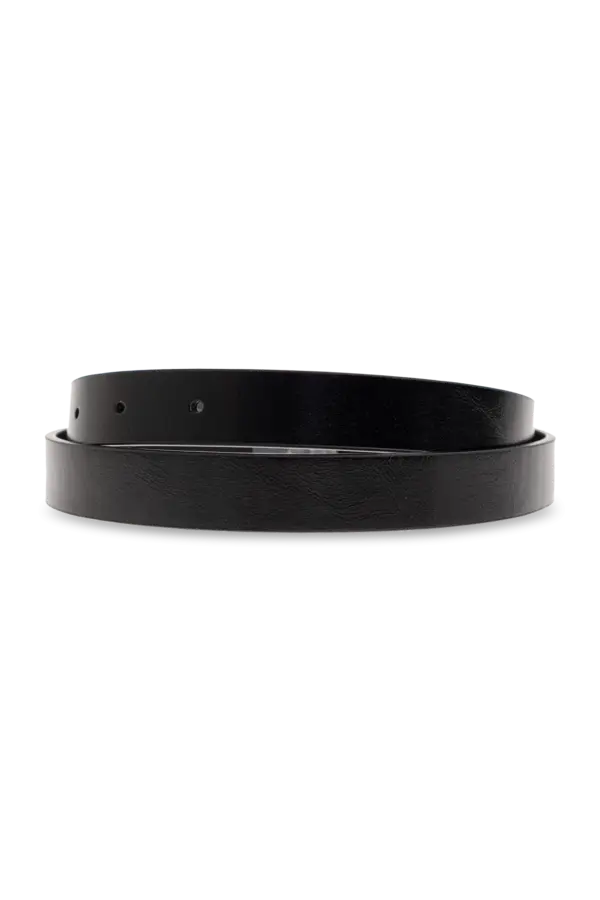 IRO PARIS Leather Skinny Belt With Geometric Silver Buckle