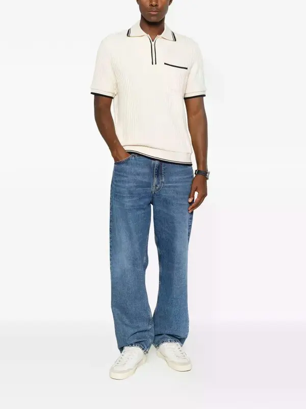 Mackage Zip-neck Ribbed-knit Polo Shirt