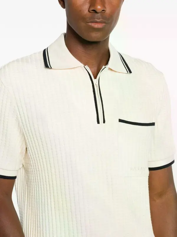 Mackage Zip-neck Ribbed-knit Polo Shirt