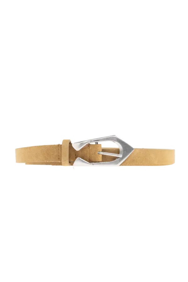 IRO PARIS Skinny Leather Belt With Silver-tone Buckle - Beige