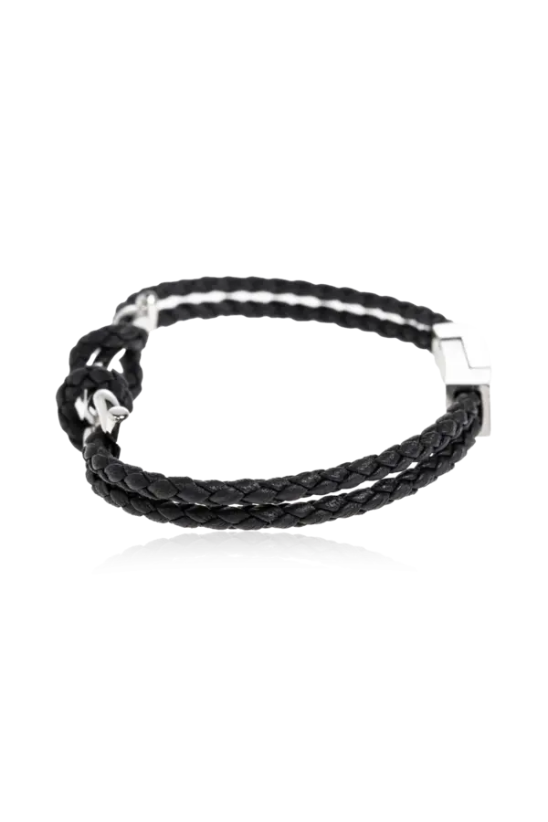 FERRAGAMO Braided Leather Bracelet With Silver-tone Clasp