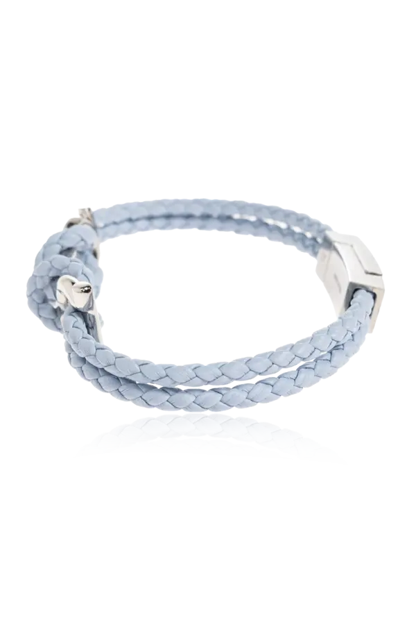 FERRAGAMO Braided Leather Bracelet With Silver-tone Clasp