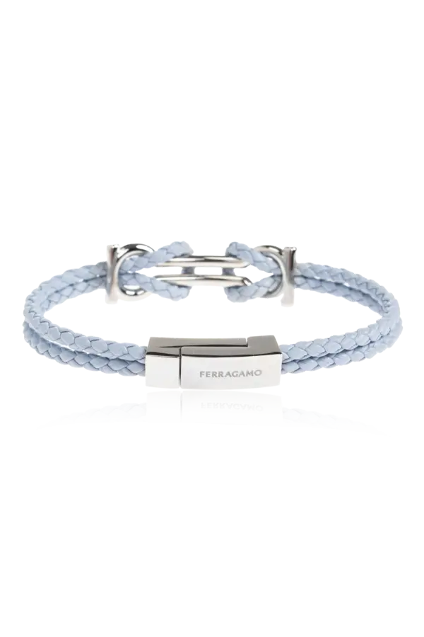 FERRAGAMO Braided Leather Bracelet With Silver-tone Clasp