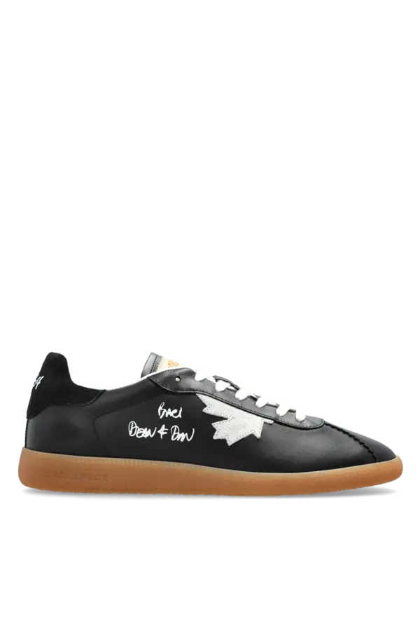 Dsquared2 Leather Lace-up Low-top Sneakers With Graphic Detail - Black