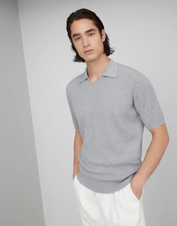 Brunello Cucinelli Short-sleeved Ribbed-knit Polo Shirt