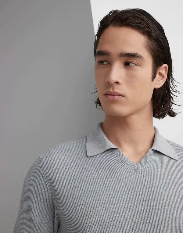 Brunello Cucinelli Short-sleeved Ribbed-knit Polo Shirt
