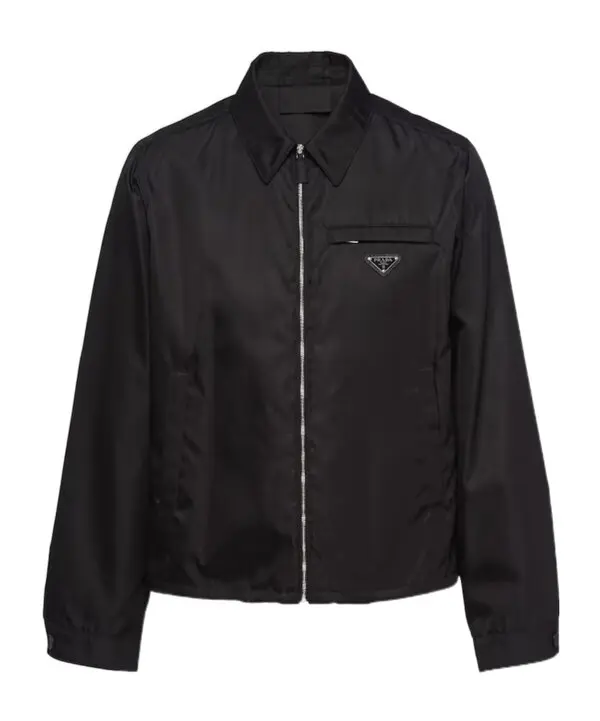 Prada Logo Plaque Zip-up Jacket - Black