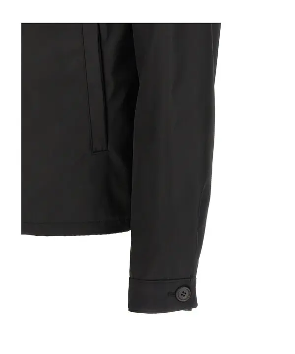 Prada Logo Plaque Zip-up Jacket - Black