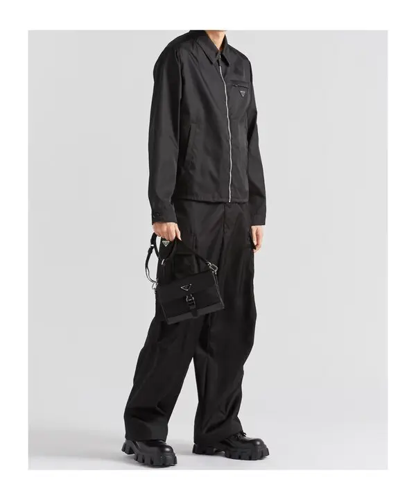 Prada Logo Plaque Zip-up Jacket - Black