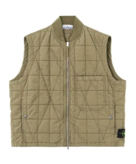 Stone Island Quilted Zipped Vest - Military Green