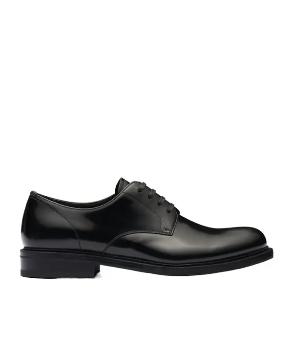 Prada Brushed Leather Lace-up Shoes - Black