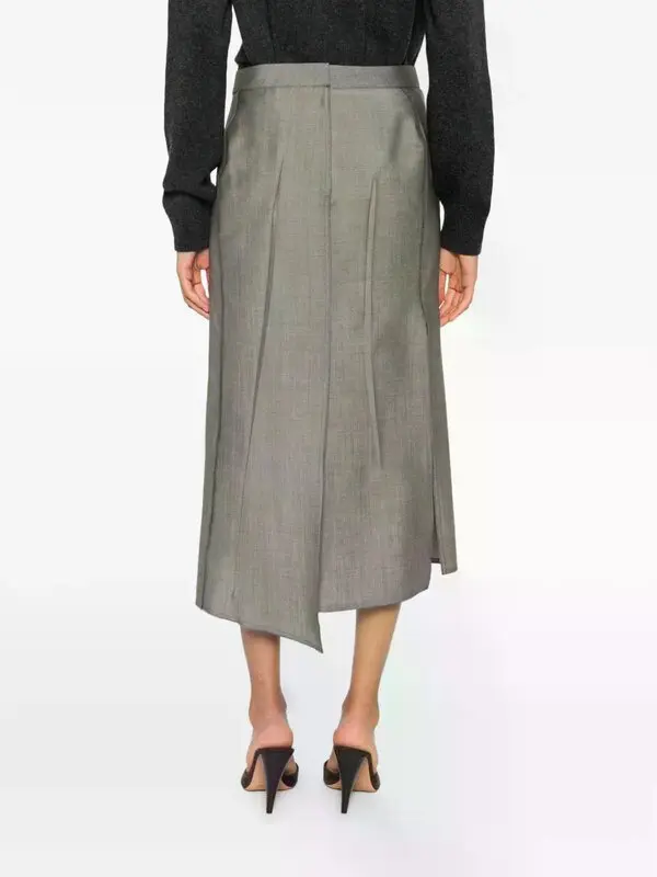 Victoria Beckham Pressed Tailored Wool Midi Skirt