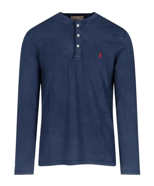 Polo Ralph Lauren Button Down Embroidered Logo T-shirt - Blue