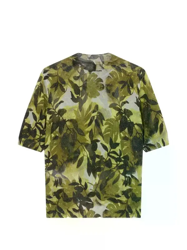 Armani Exchange Metallic Thread Leaf Print T-shirt