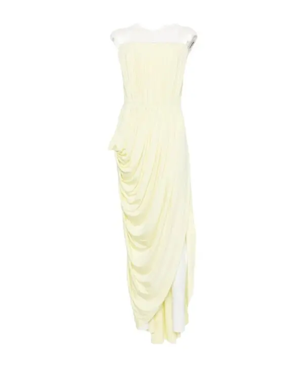 Stella McCartney Sleeveless Strapless Draped Maxi Dress - Yellow