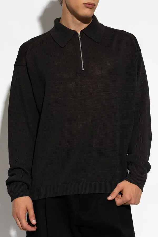 Studio Nicholson Heddy Half-zip Textured Knit Polo Sweater