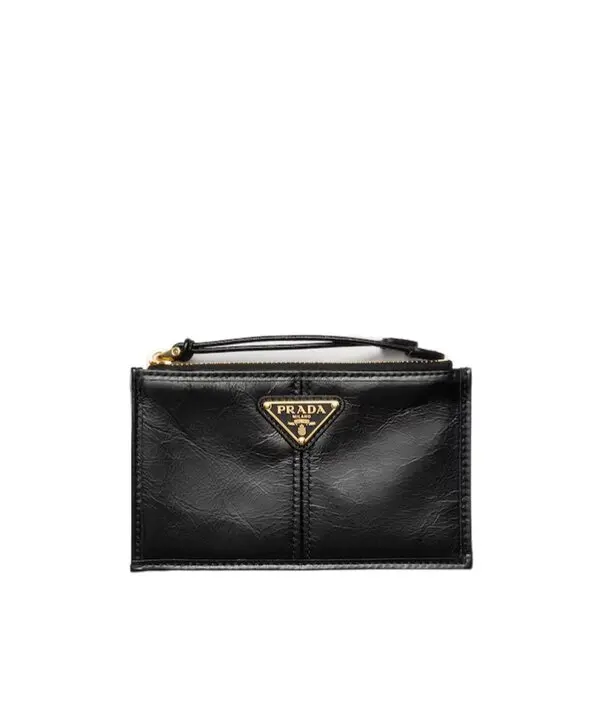 Prada Leather Card Holder With Zipper