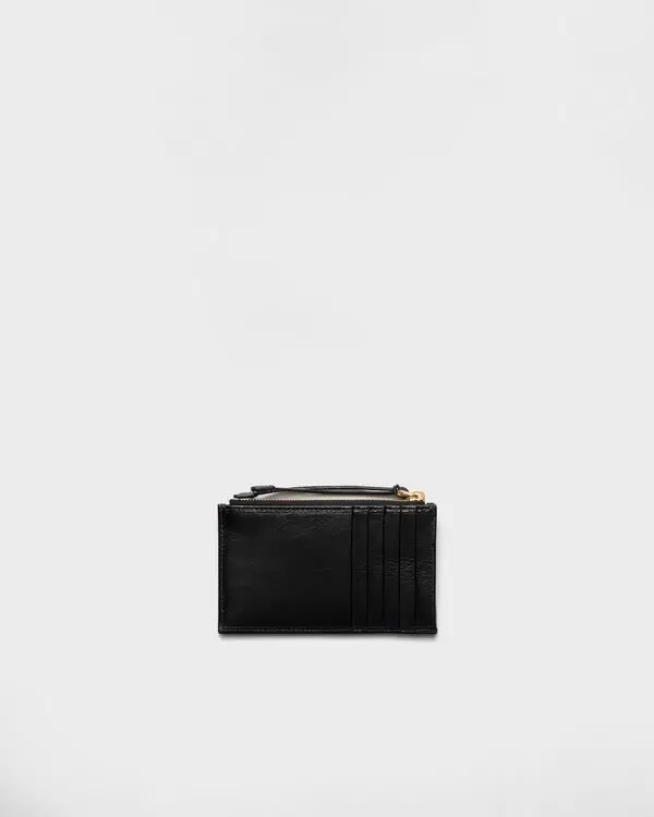 Prada Leather Card Holder With Zipper
