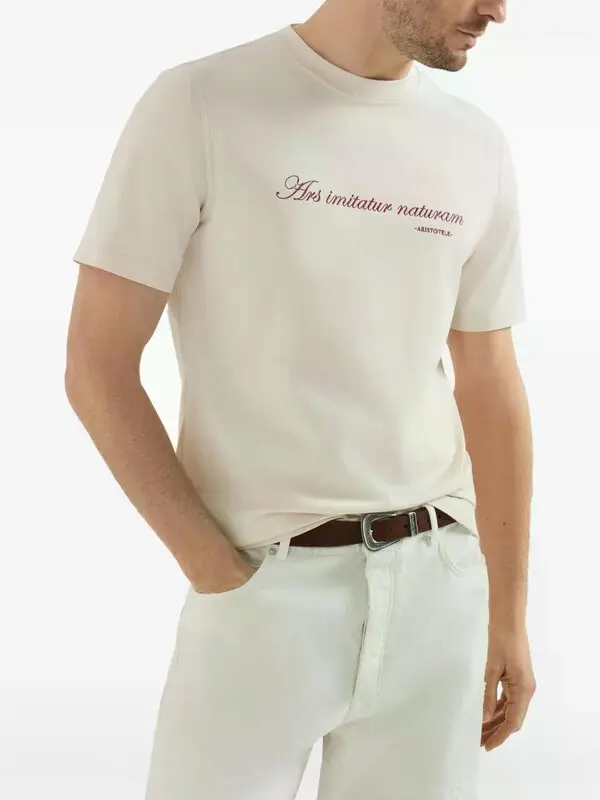 Brunello Cucinelli Phrase-embroidery Crew-neck T-shirt